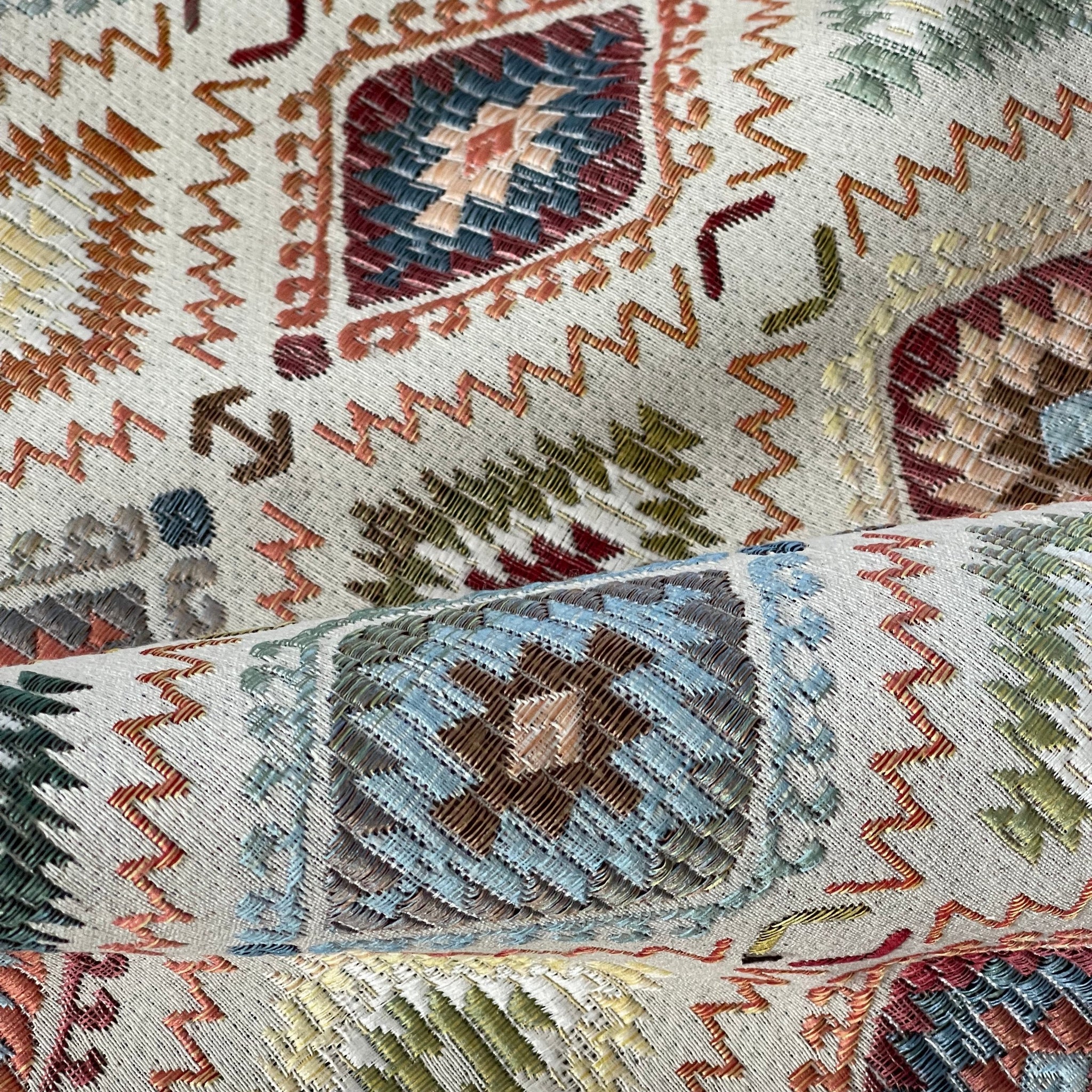 Indian Kilim Gobelin Upholstery Fabric – Ikat Geometric Pattern – Home ...